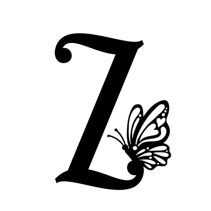 Elegant Monogram Letter Z with Monarch Butterfly Accent|D-1239080