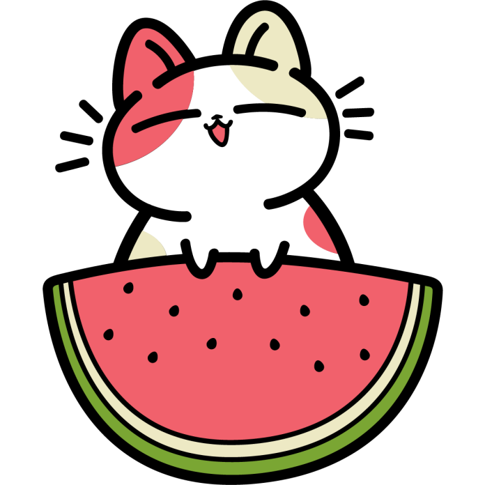 cute cat on a watermelon slice